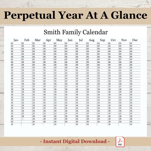 365 Day Wall Calendar - Etsy