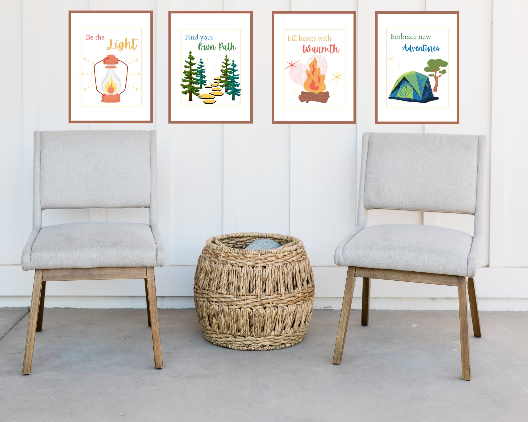 Printable Camping Wall Art, Gallery Wall Set, Colorful Fun Outdoor Camp ...