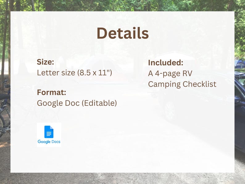 Camping Checklist Editable – Tent Camping Packing List for Families ...