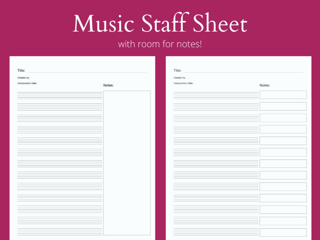 Printable Music Staff Sheet Blank Music Paper Manuscript - Etsy