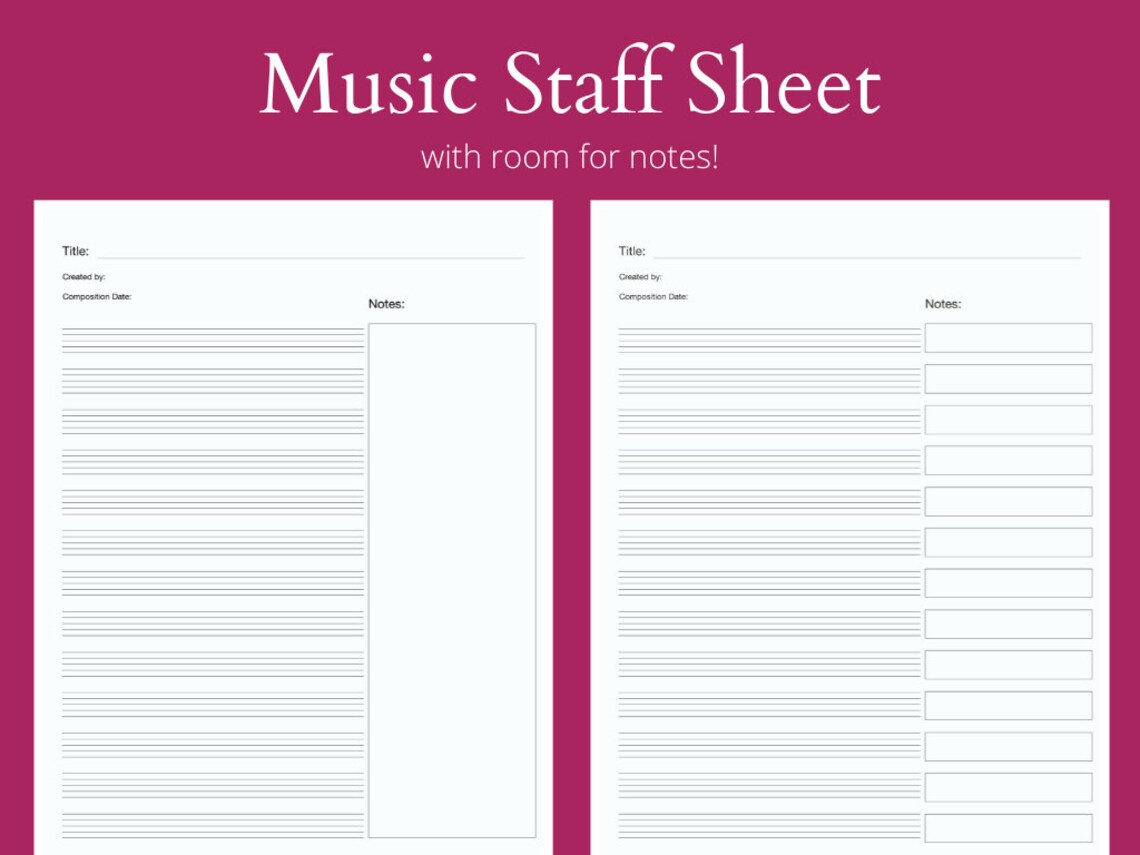 Printable Music Staff Sheet Blank Music Paper Manuscript | Etsy
