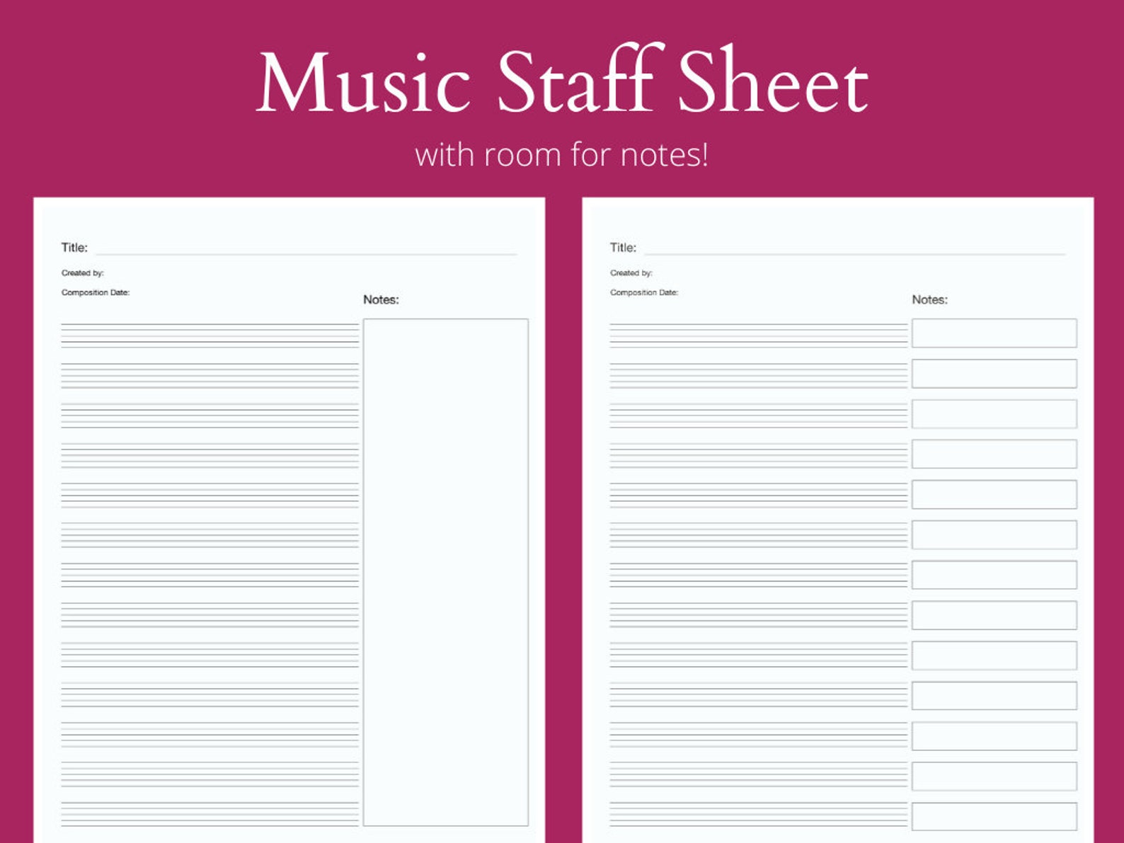 Printable Music Staff Sheet Blank Music Paper Manuscript | Etsy
