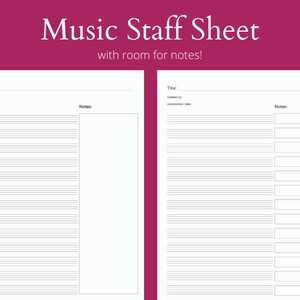 Printable Music Staff Sheet Blank Music Paper Manuscript | Etsy