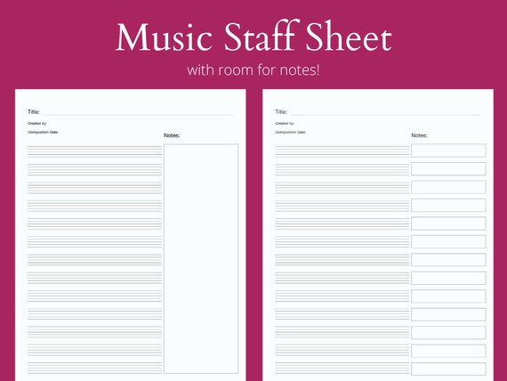 Printable Music Staff Sheet Blank Music Paper Manuscript | Etsy