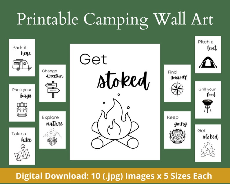 Printable Camping Wall Art, Gallery Wall Set, Camper Decor, Outdoor ...