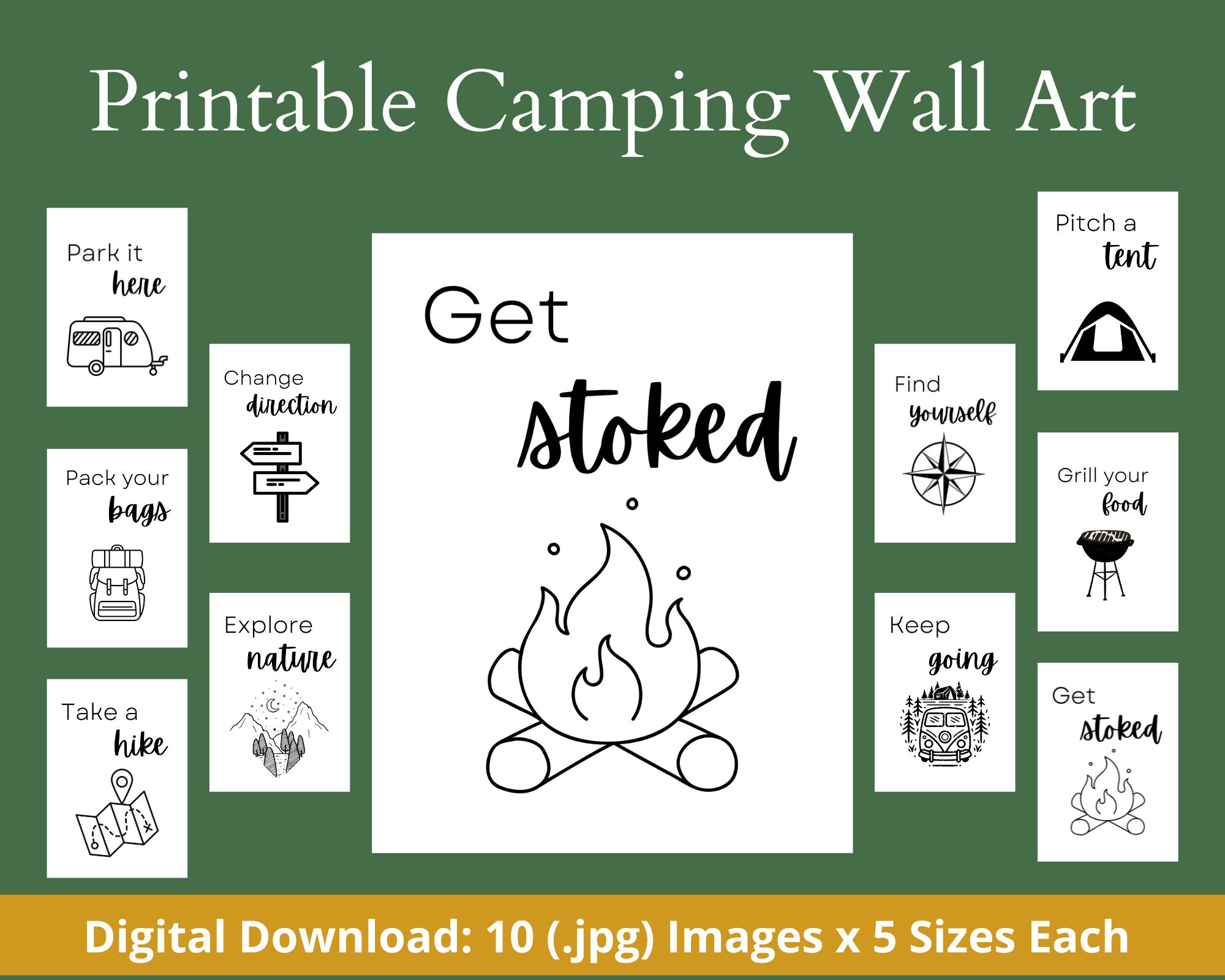 Printable Camping Wall Art, Gallery Wall Set, Camper Decor, Outdoor ...