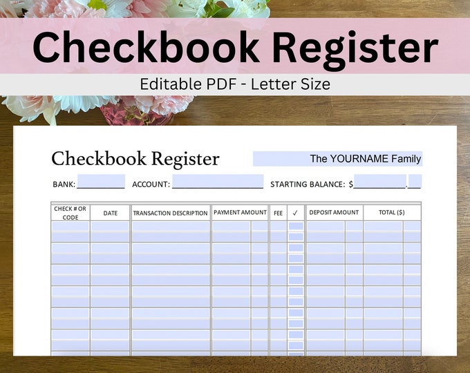 Check Register Printable Bank Account Tracker Checkbook Register ...
