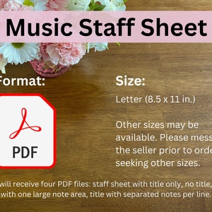 Printable Music Staff Sheet, Blank Music Paper, Manuscript Sheet ...