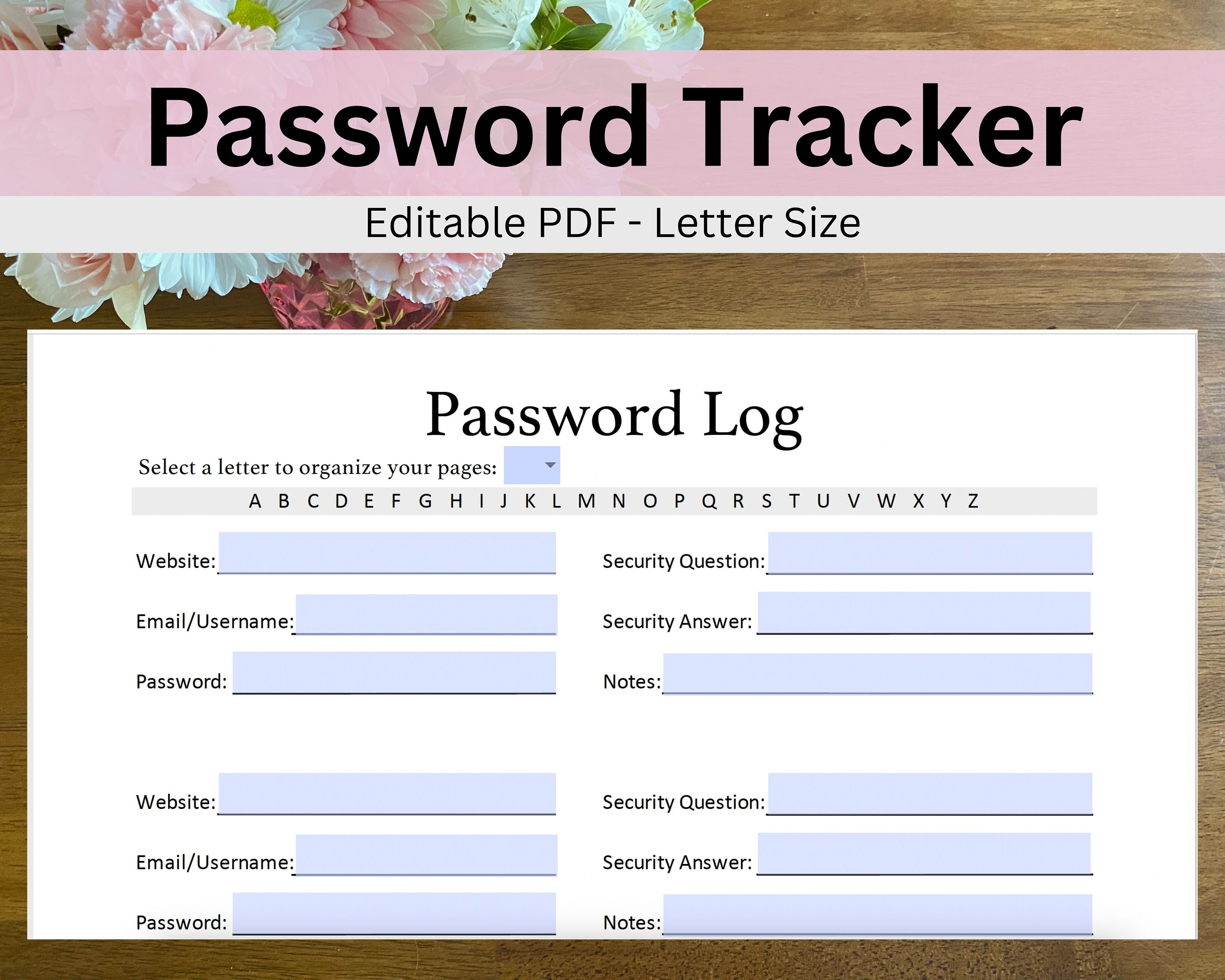 Printable Password Tracker, Digital Password Keeper, Online Account ...