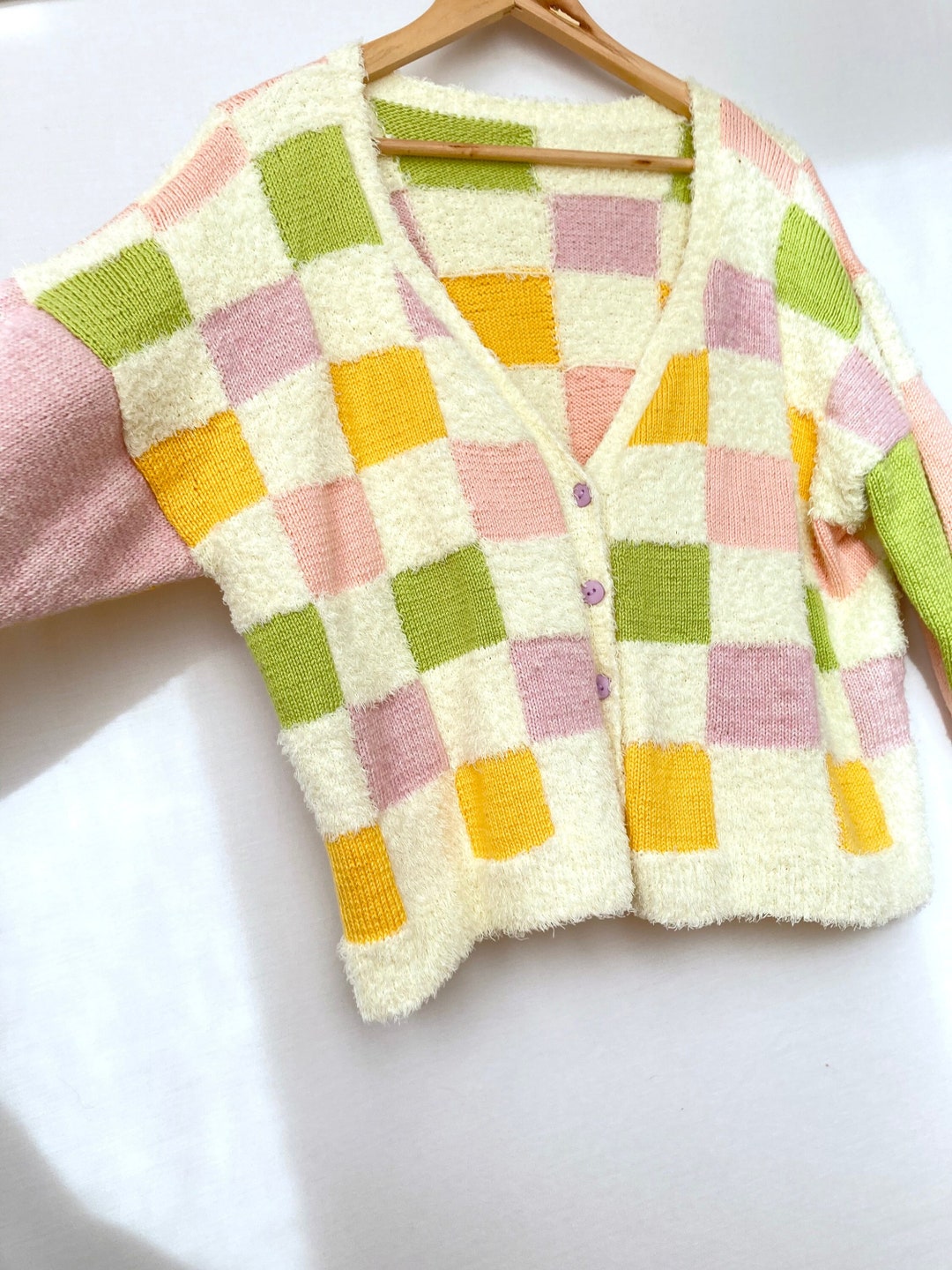 Colorful Cardigan Cardigan With Squares Checks Oversized Checkerboard ...