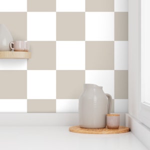 Checkered Wallpaper Neutral, Neutral Wallpaper Living Room, Boho ...