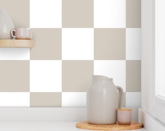 Checkered Wallpaper Neutral, Neutral Wallpaper Living Room, Boho ...