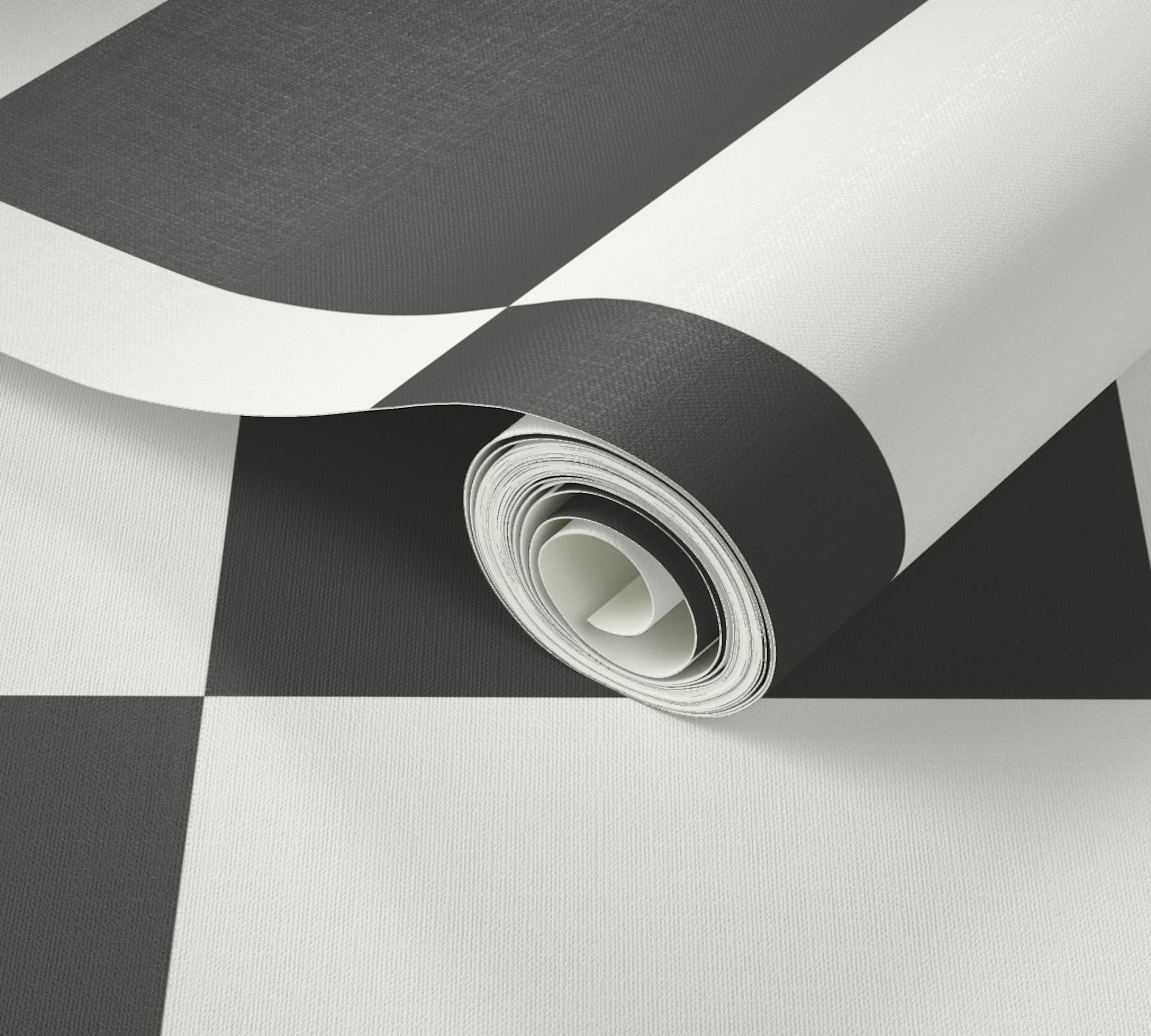 Self Adhesive Wallpaper Roll, Wallpaper Checkered, Black and White ...