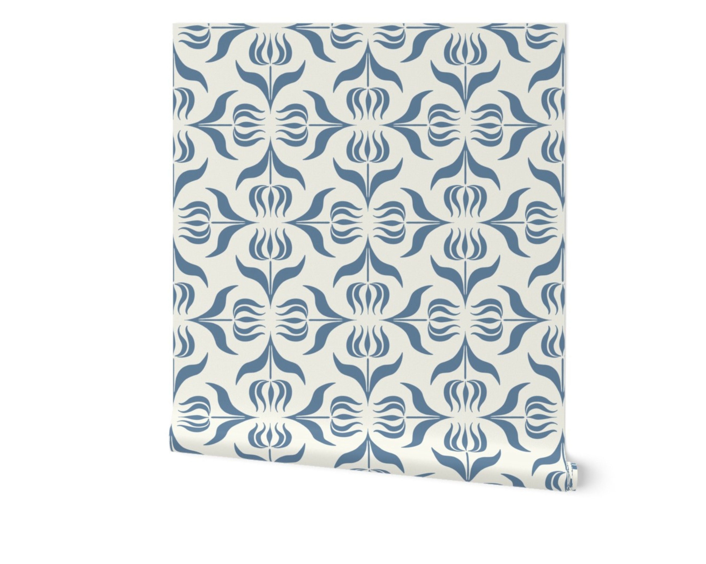 Peel and Stick Wallpaper Blue Tile, Wallpaper Kitchen, Bathroom ...