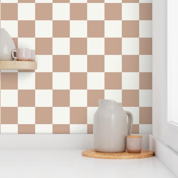 Tan Checkered Wallpaper - Etsy