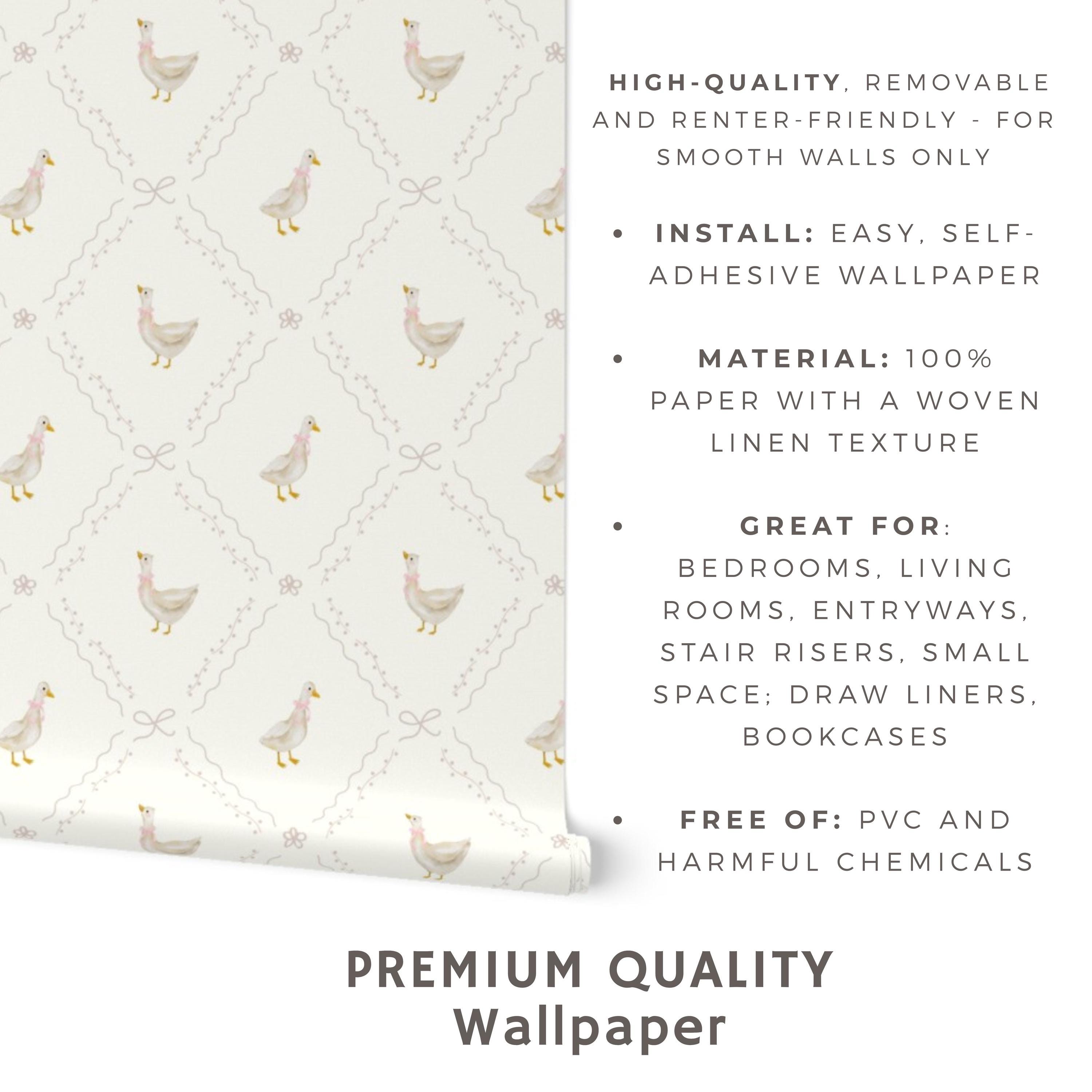 Pink Goose Peel and Stick Wallpaper – Cottagecore Nursery Wall Mural ...