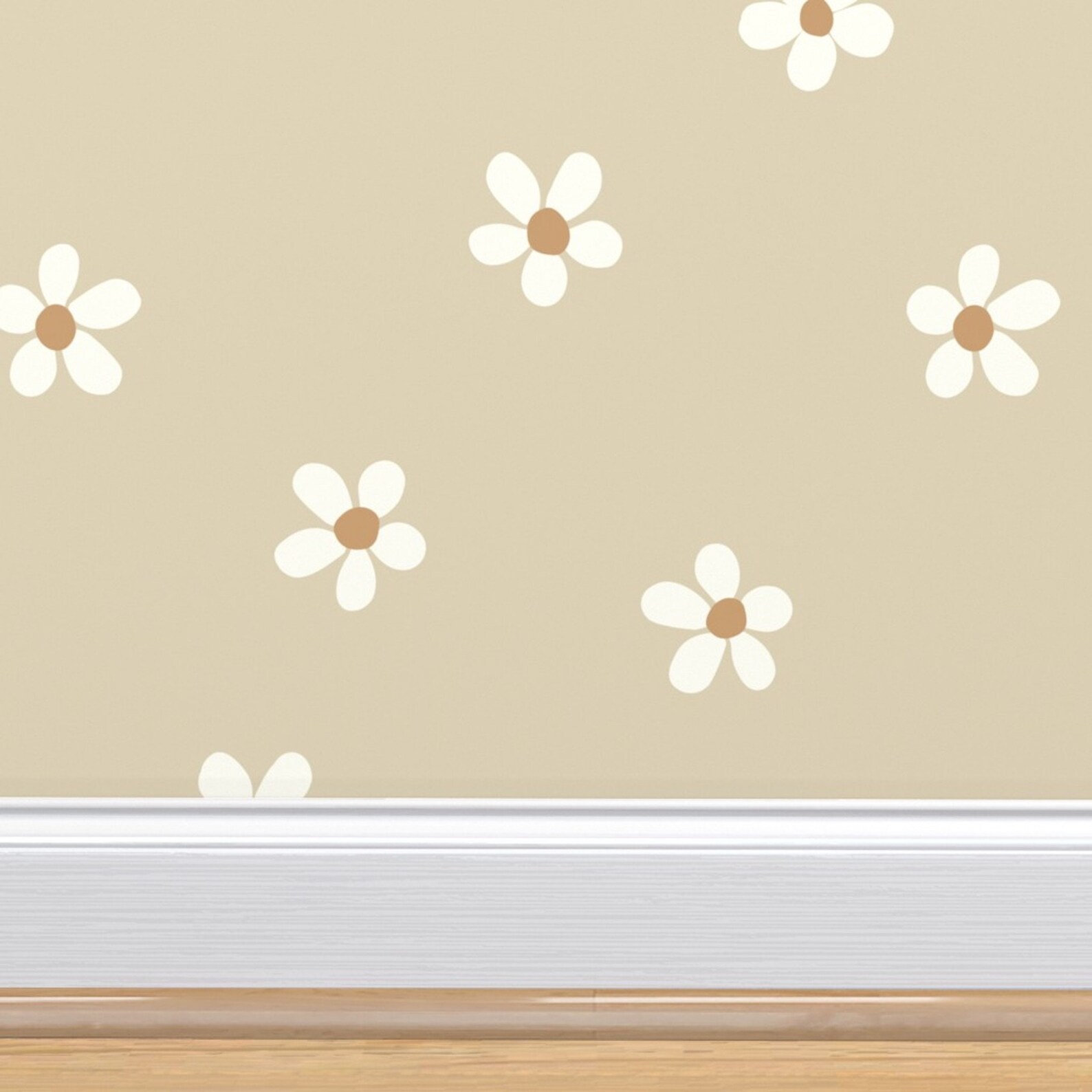 Neutral Boho Daisy Wallpaper, Neutral Boho, Daisy Wallpaper, Nursery ...