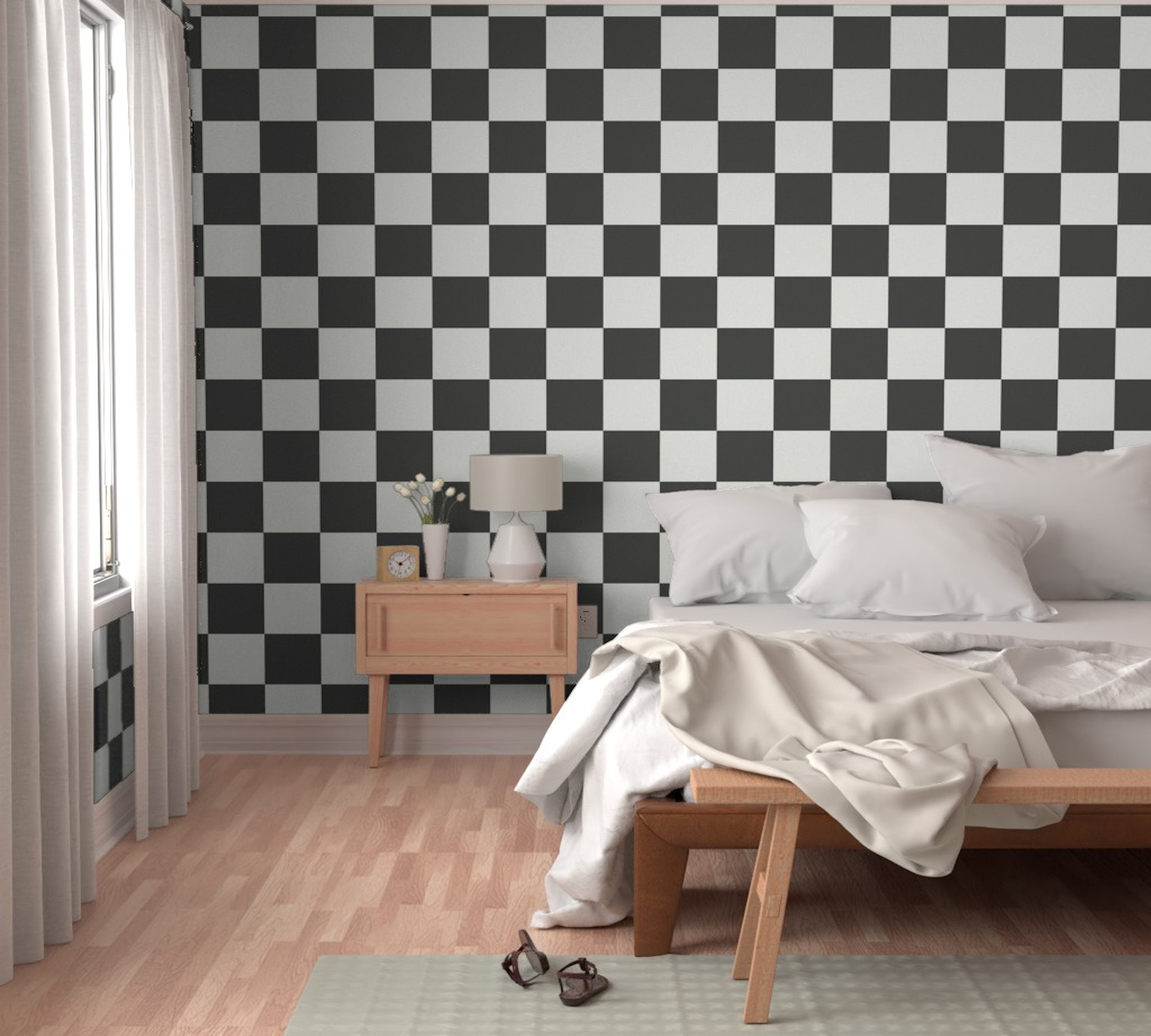Black and White Checkered Wallpaper, Removable Black and White ...