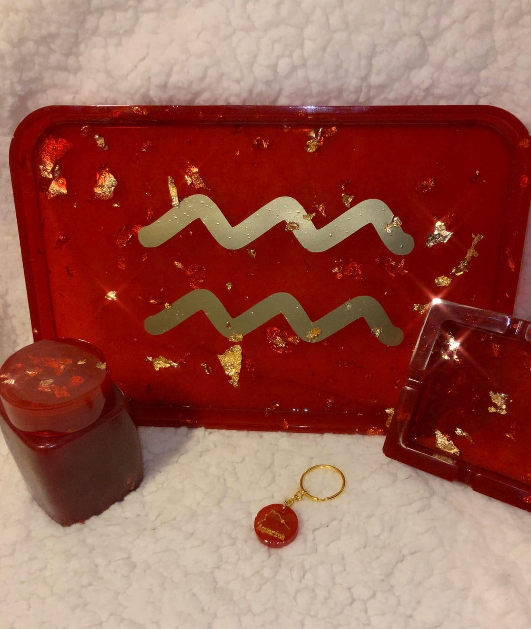 Red Aquarius Resin Tray Set - Etsy
