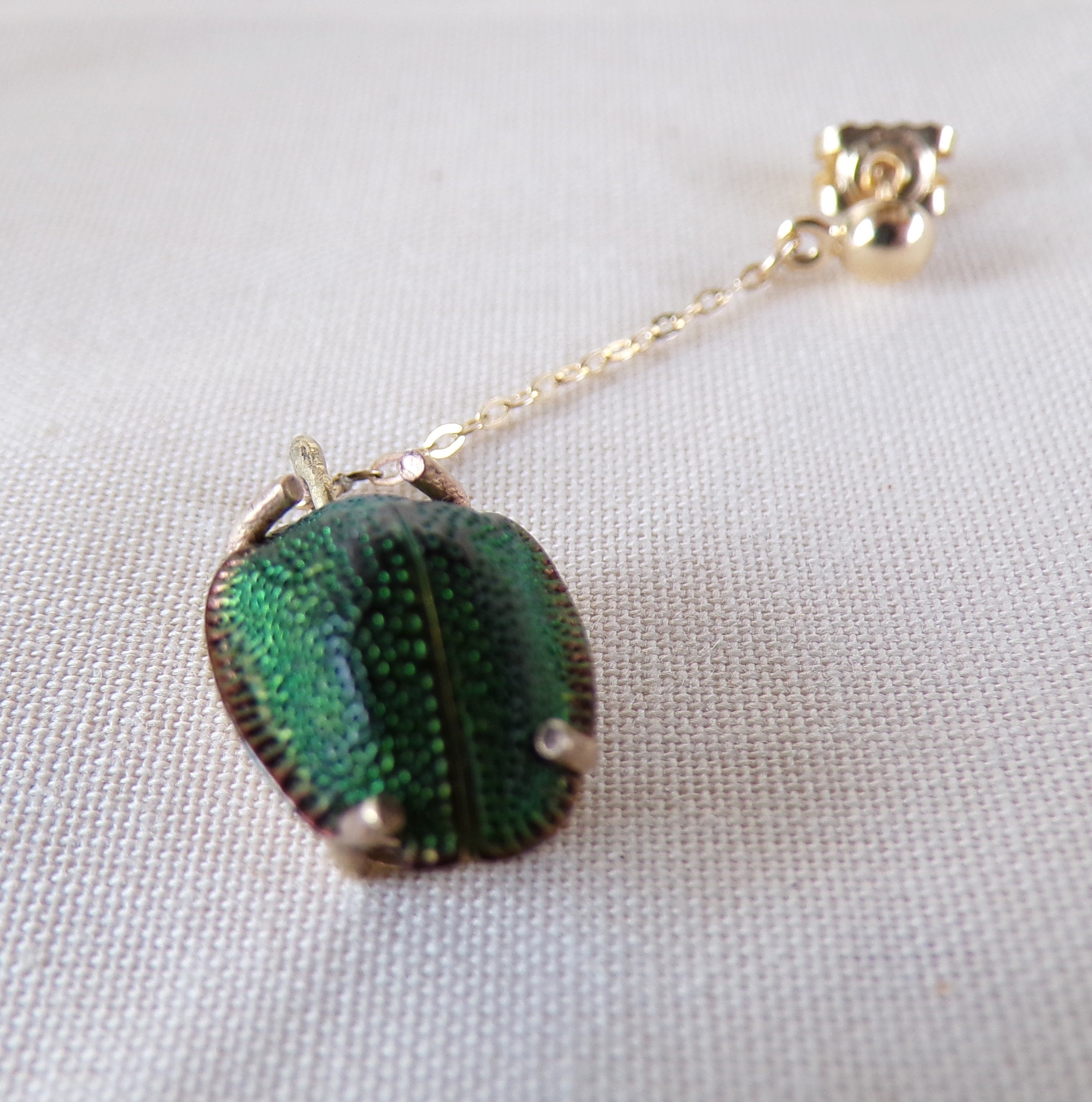 Pair of Gold Antique Scarab Beetles Set in 9ct Gold Mounts as Earrings ...
