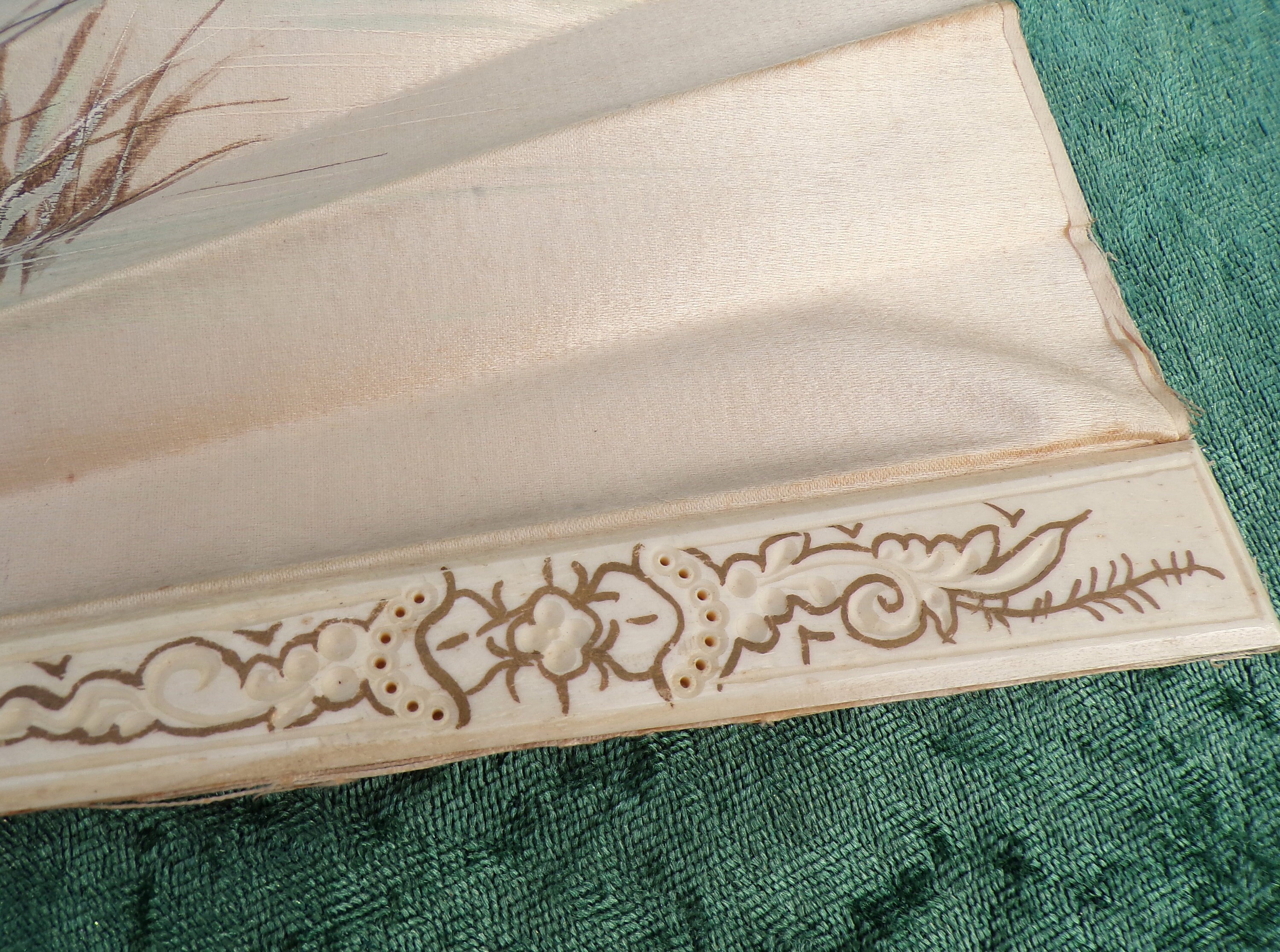 Antique Hand Painted Silk Fan With Bone Rods Large Size - Etsy