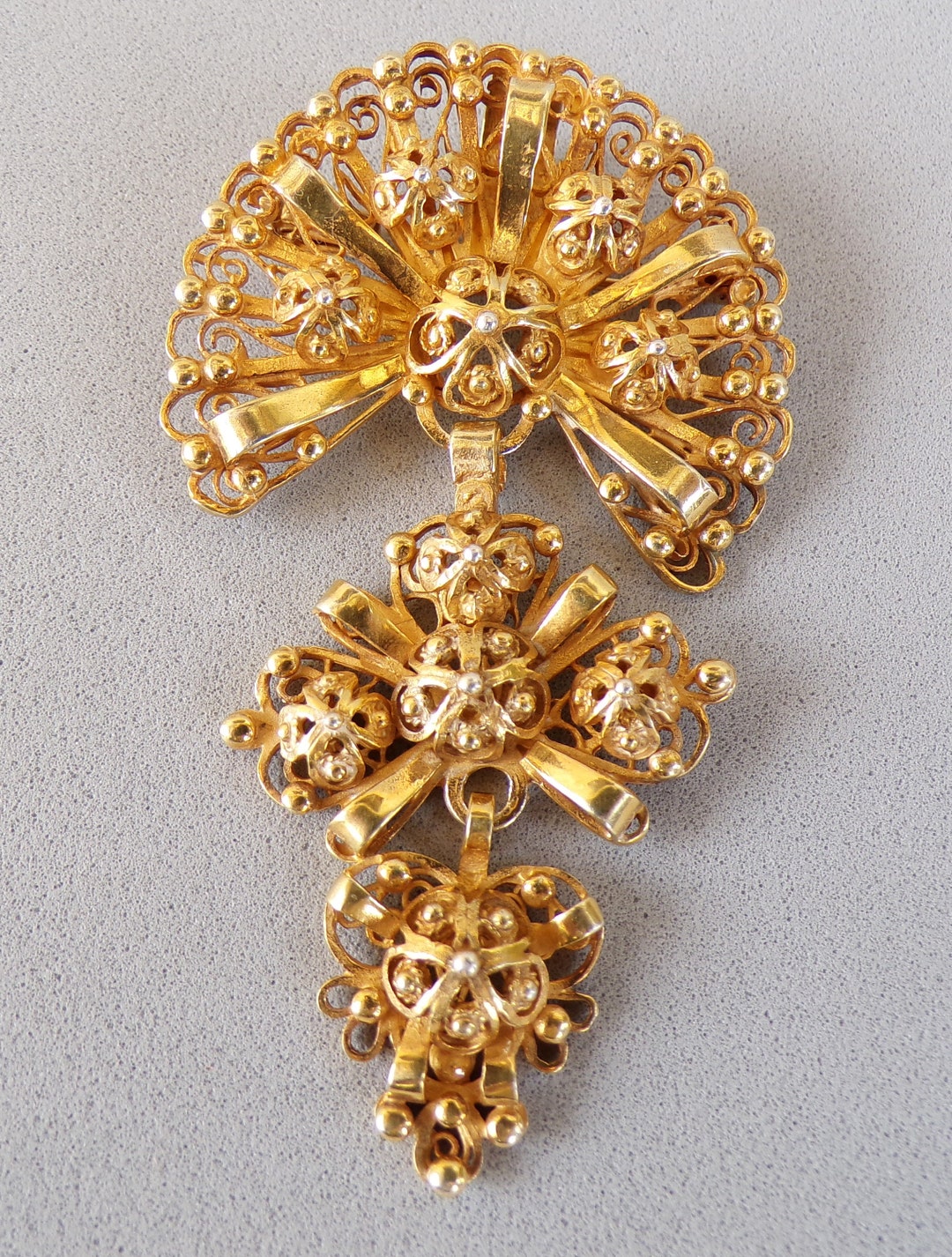 Vintage Large Heavy 14ct Yellow Gold Pendant / Brooch Beautiful ...