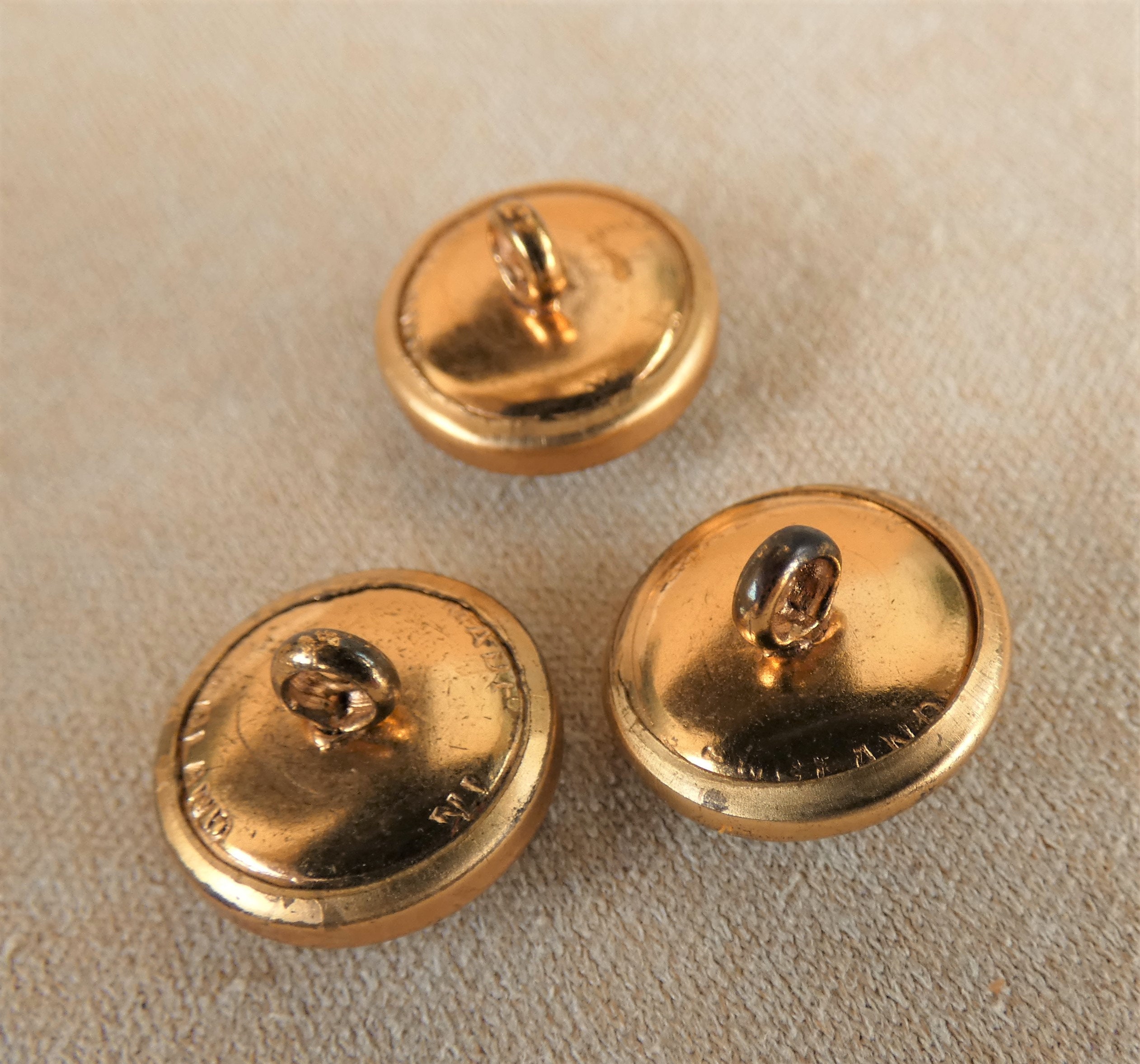 3 Rock Crystal Buttons With Reverse Painted Scenes. Marked Made in ...