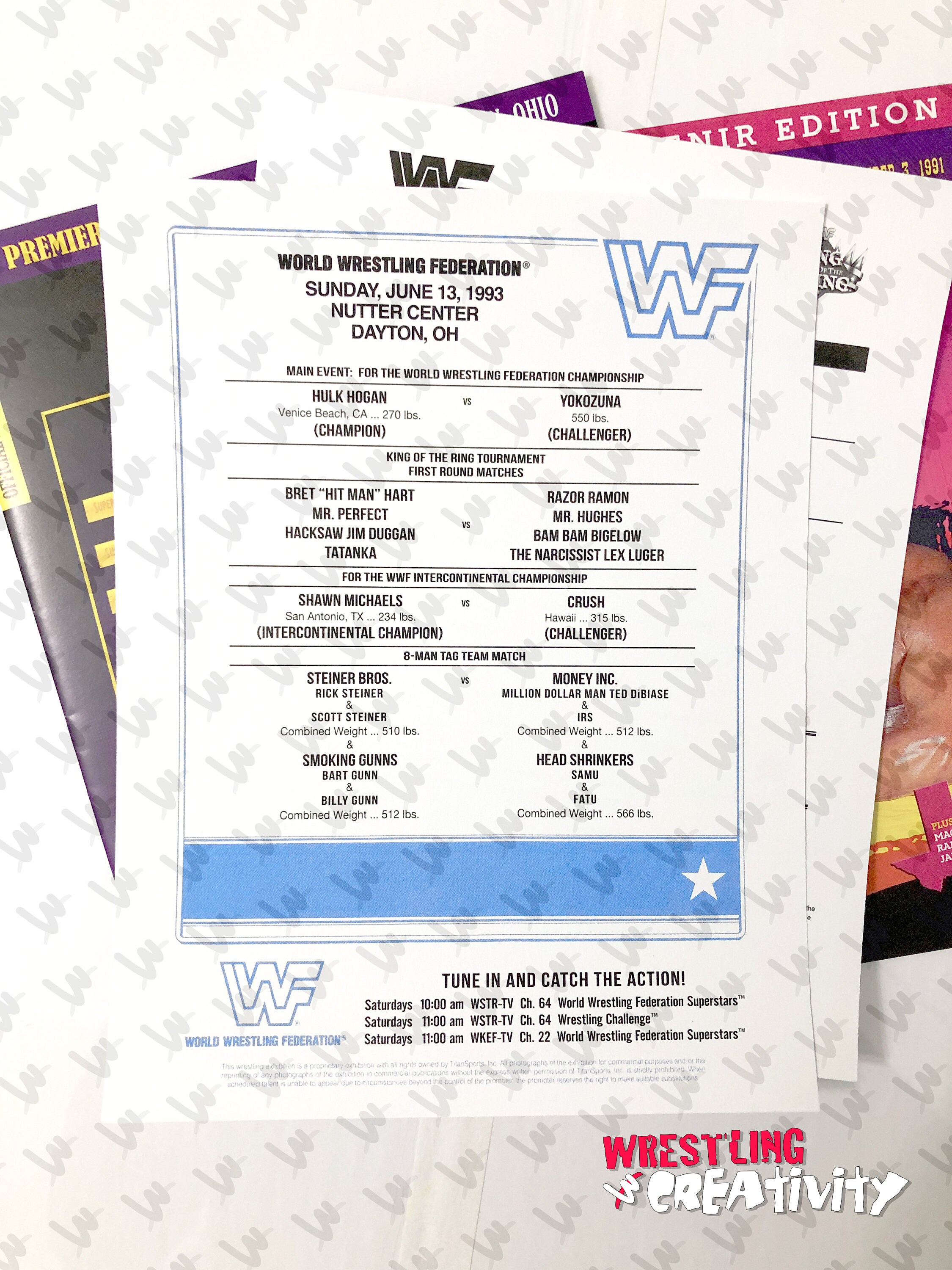 Custom WWF Line-up Sheet Event Wrestling Program (8.5x11" Print) for ...