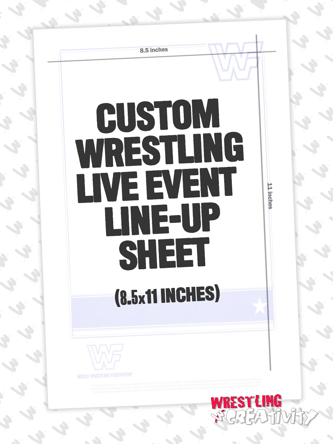 Custom WWF Line-up Sheet Event for Wrestling Program Poster (for Shows ...