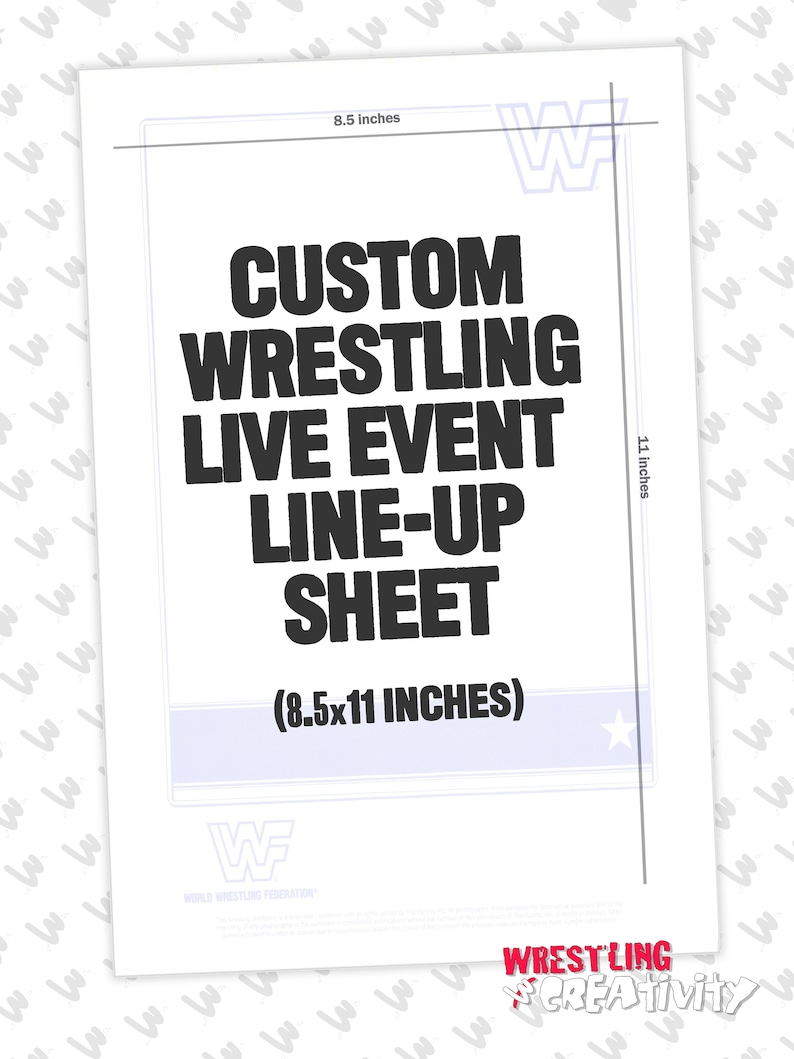 Custom WWF Line-up Sheet Event for Wrestling Program Poster (for Shows ...
