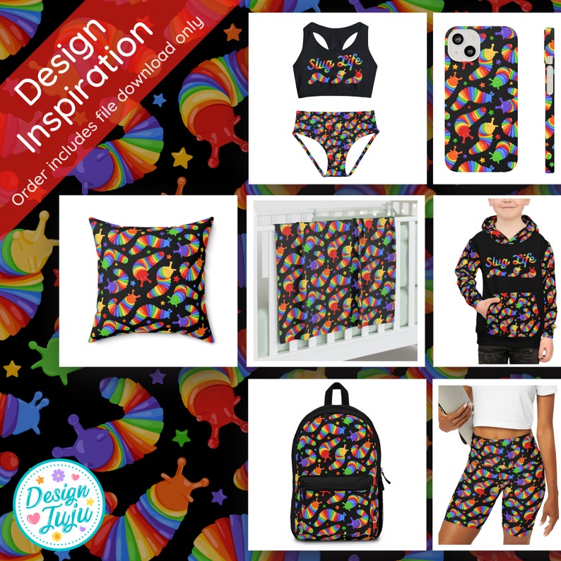 Rainbow Slug Fidget Seamless Repeat Pattern | Fabric /digital or ...
