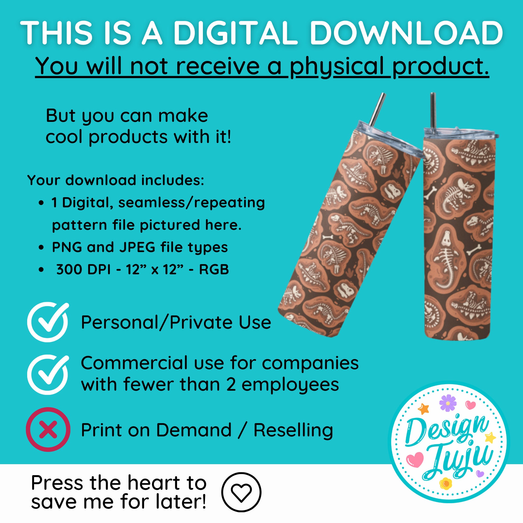 It's Fossil-ble Fossil Dinosaur Jurassic Paleontology Seamless Repeat ...