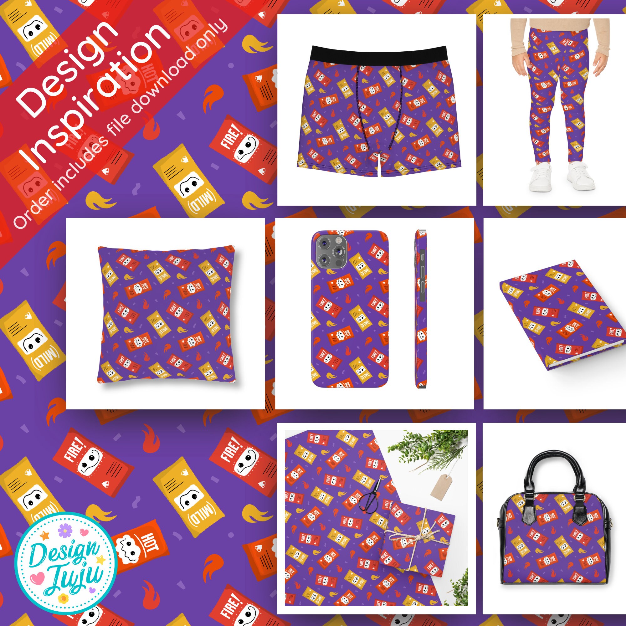Silly Sauces - Hot Mild Fire - Seamless Repeat Pattern | Fabric ...