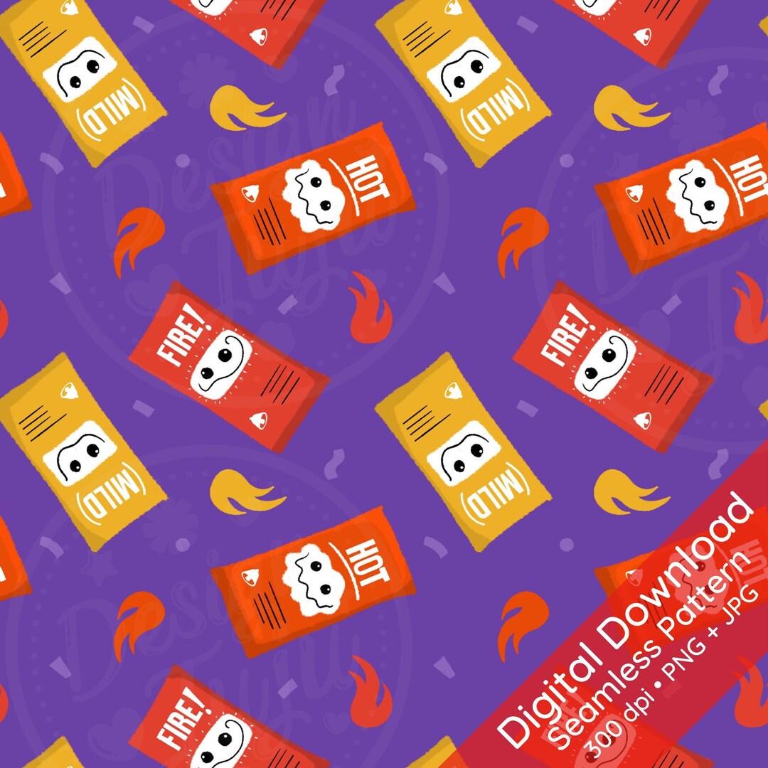 Silly Sauces - Hot Mild Fire - Seamless Repeat Pattern | Fabric ...