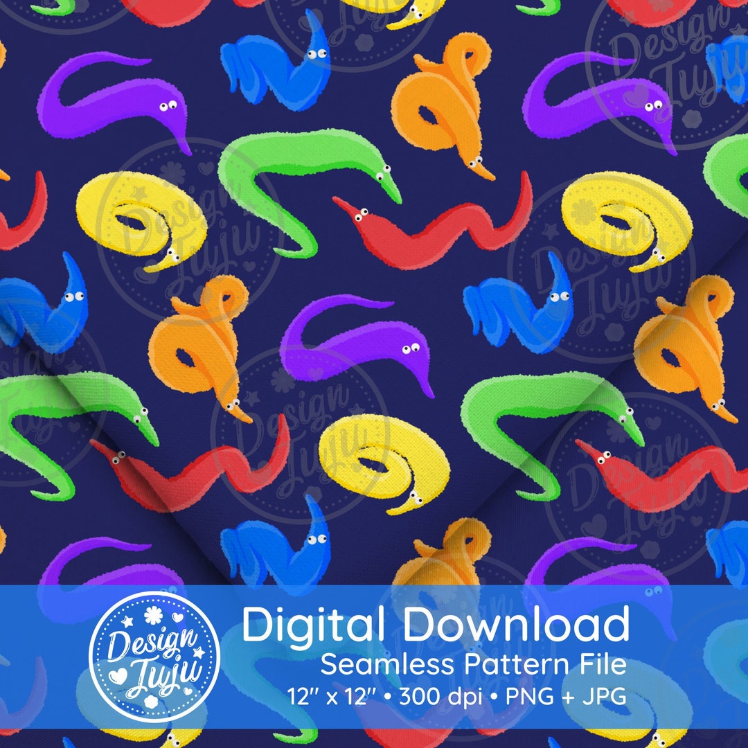 Fuzzy Wiggle Worms Google Eyes - Seamless Repeat Pattern for Fabric ...