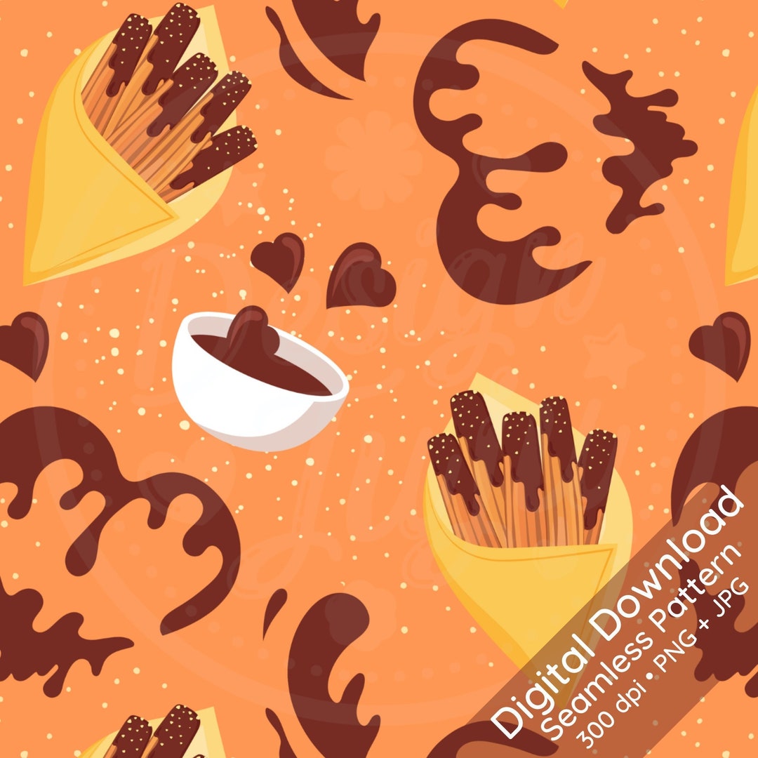 Churro Chocolate Seamless Repeat Pattern for Fabric /digital Printable ...