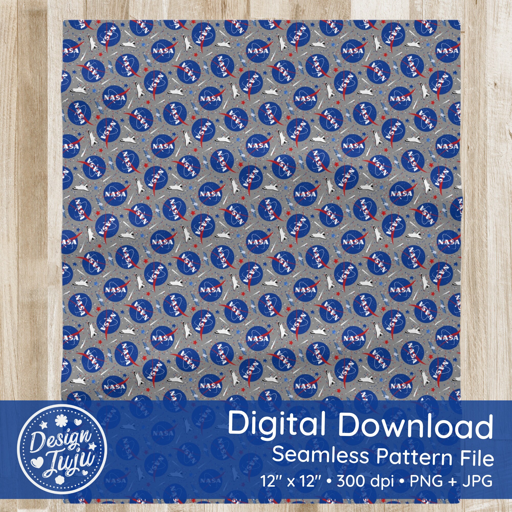 NASA Retro Space STEM - Seamless Repeat Pattern for Fabric /digital or ...