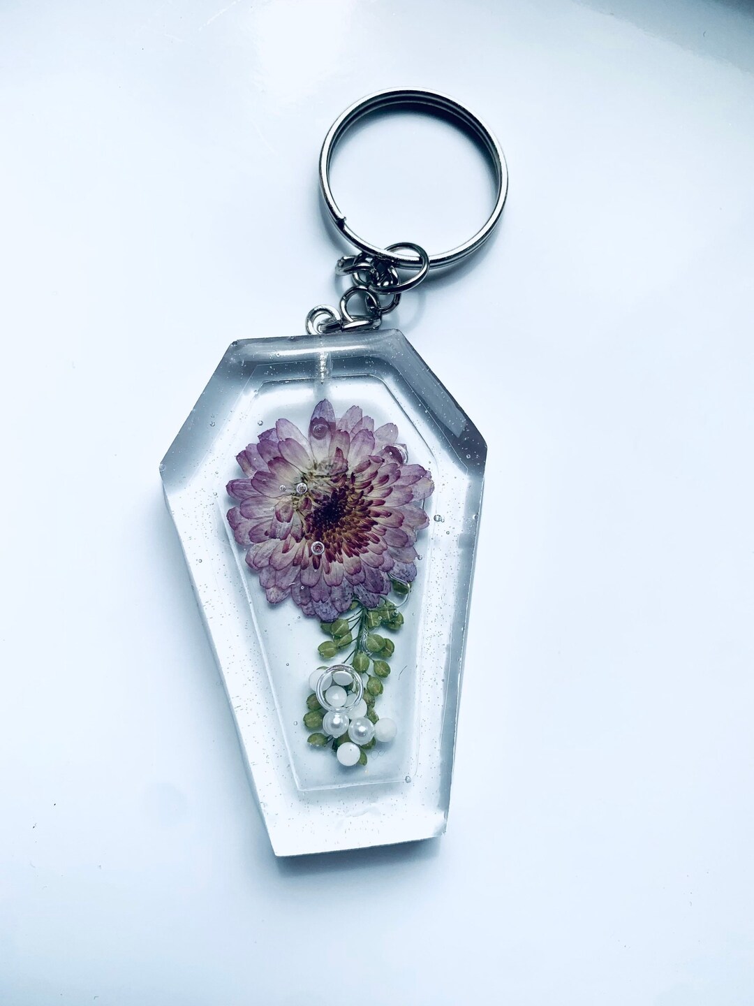 Purple Floral Coffin Shaker Keychain - Etsy