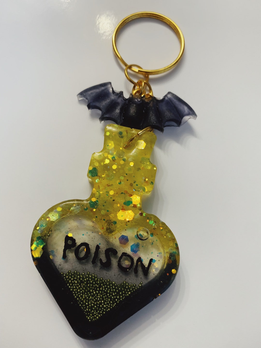 Black & Yellow Poison Potion Bottle Shaker Keychain - Etsy