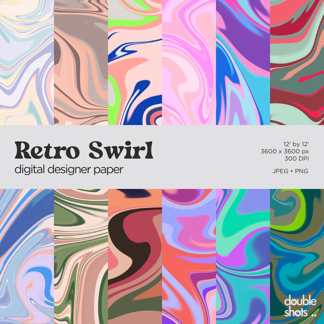 Groovy Retro Swirl Digital Paper - Etsy