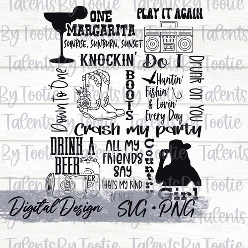 Country Music Can Collage PNG - Etsy