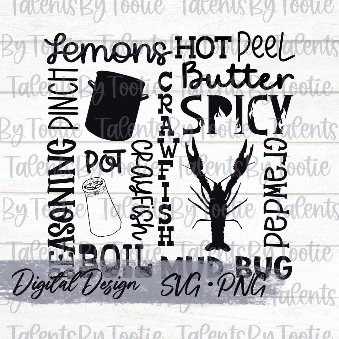 Crawfish Words Block PNG & SVG - Etsy