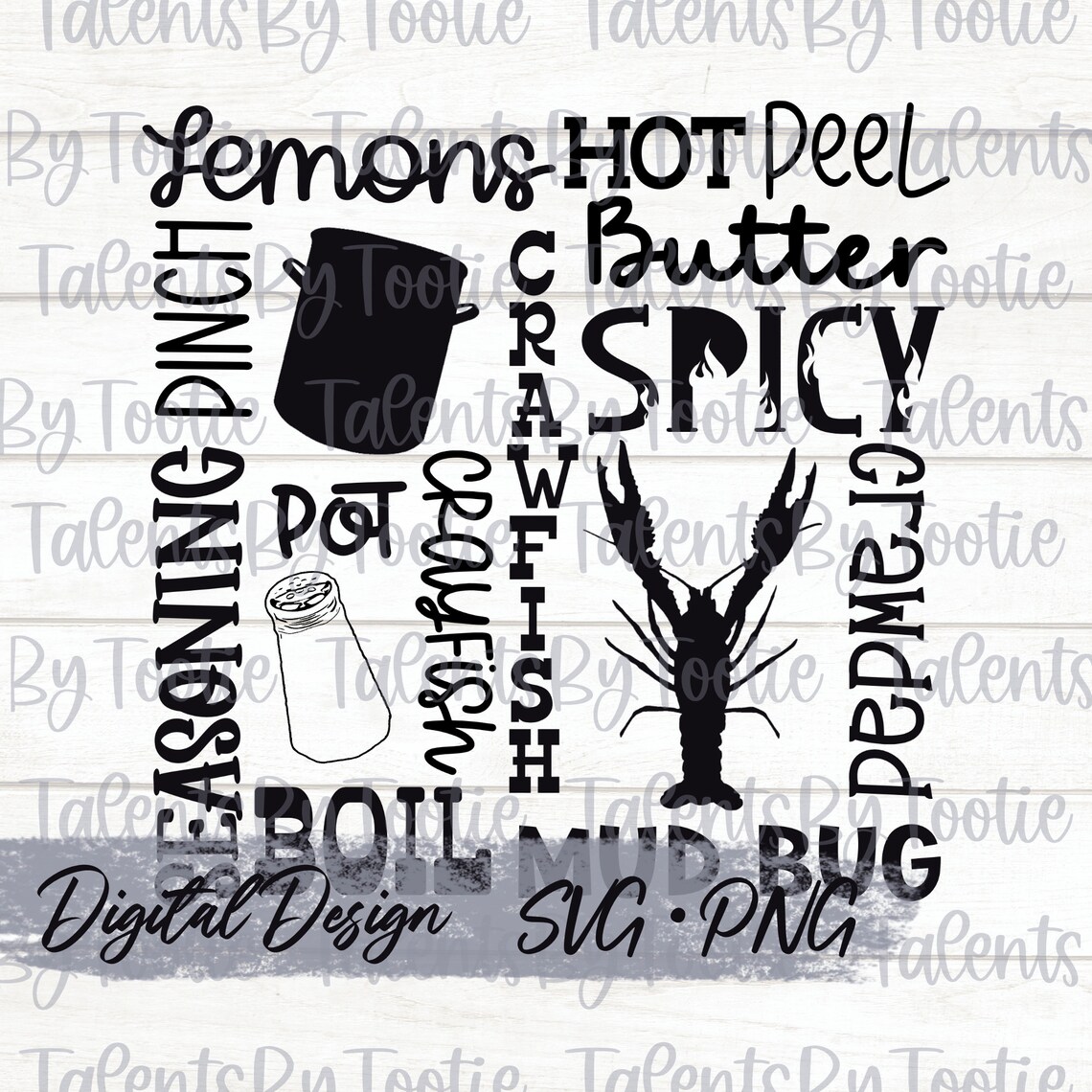 Crawfish Words Block PNG & SVG - Etsy
