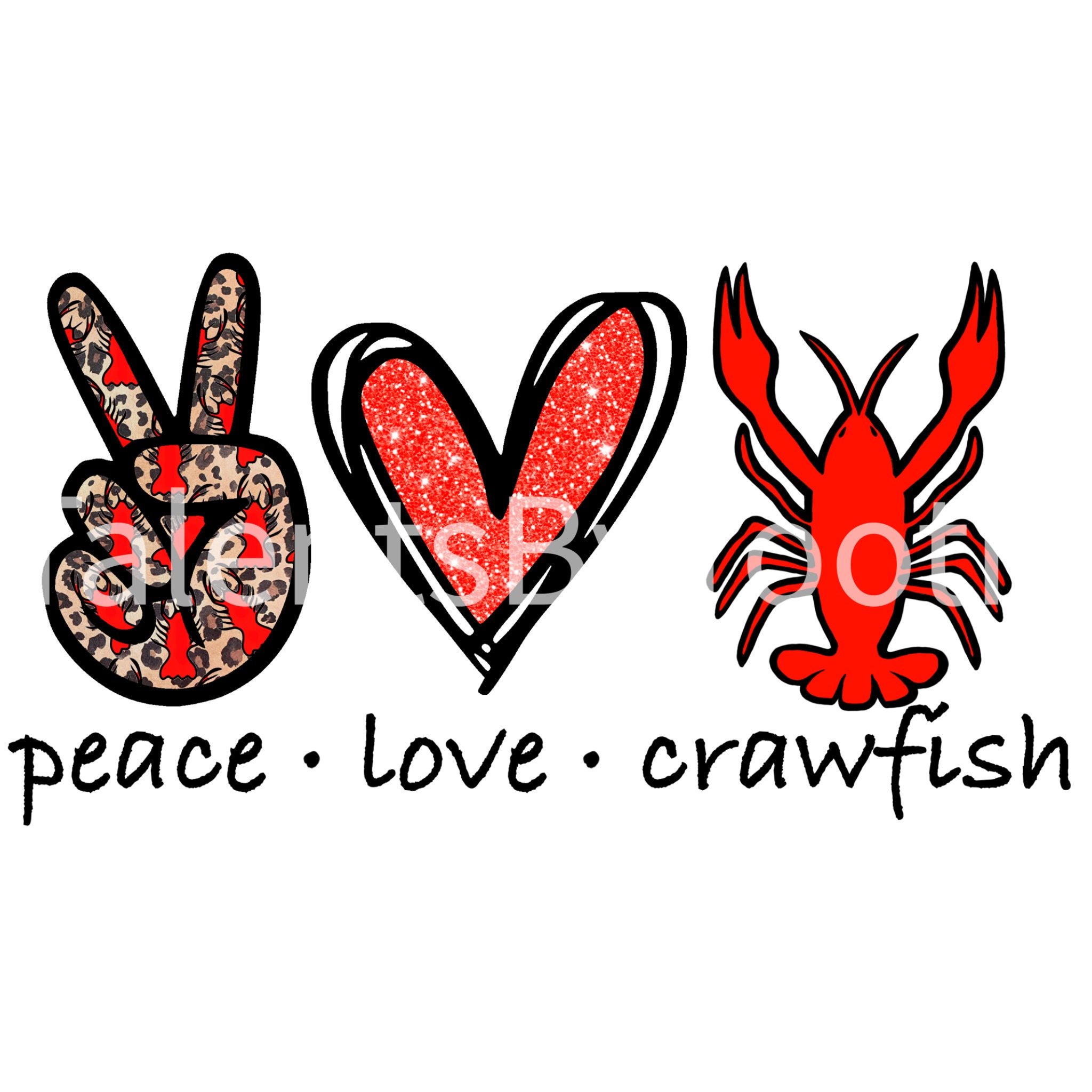Peace Love Crawfish PNG | Etsy