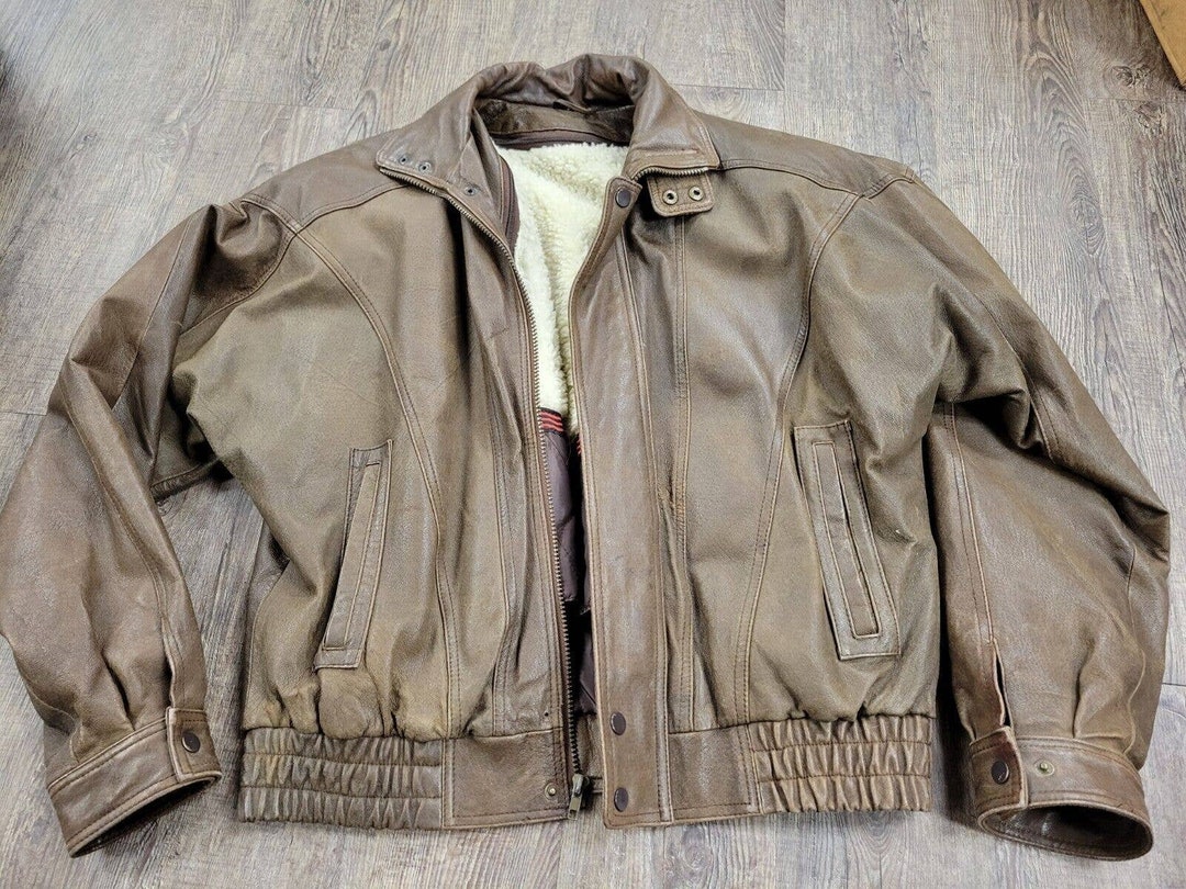 Wilda Brown Genuine Leather Zip in Lining Vintage Bomber Jacket Men's ...