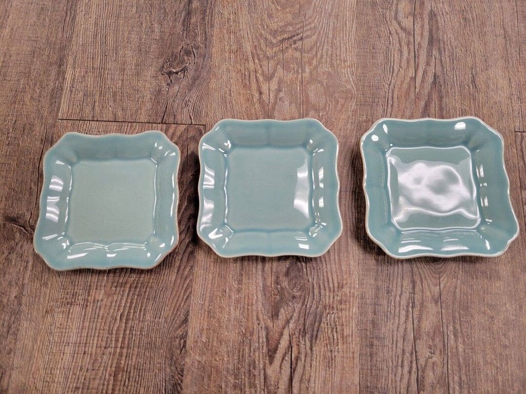 Pottery Barn Square Cambria Turquoise Tidbit Small Bread Plate - Etsy
