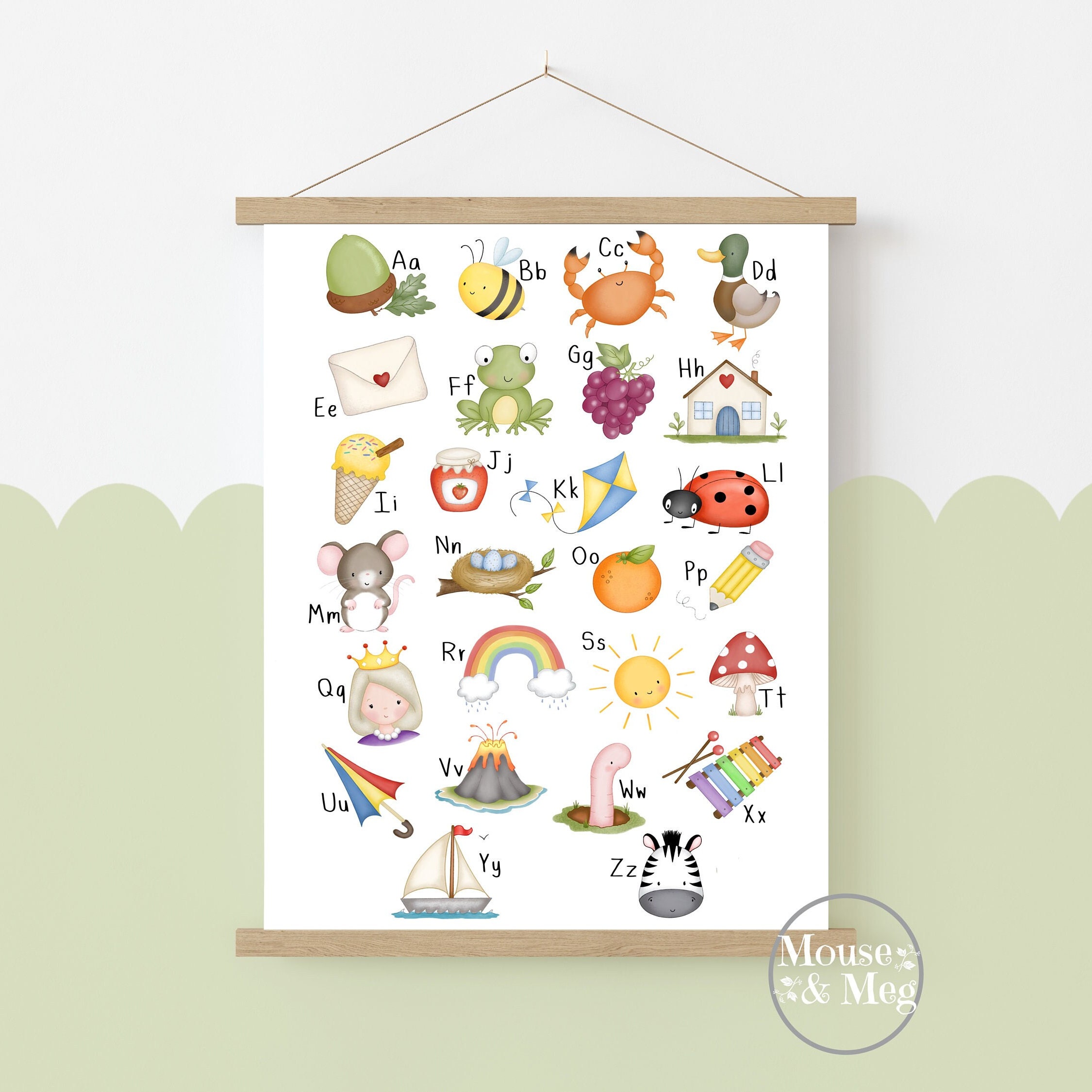 ABC Chart Print, Educational, Wall Art, Children's Print, Playroom ...