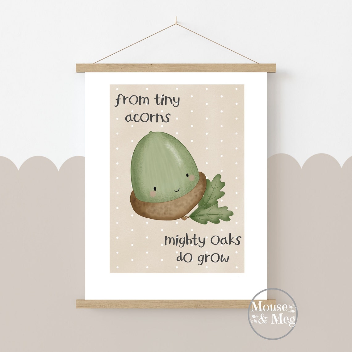 From Tiny Acorns - Woodland Print, Mighty Oaks Quote, Wall Art, Nursery Print, Kids Bedroom ...