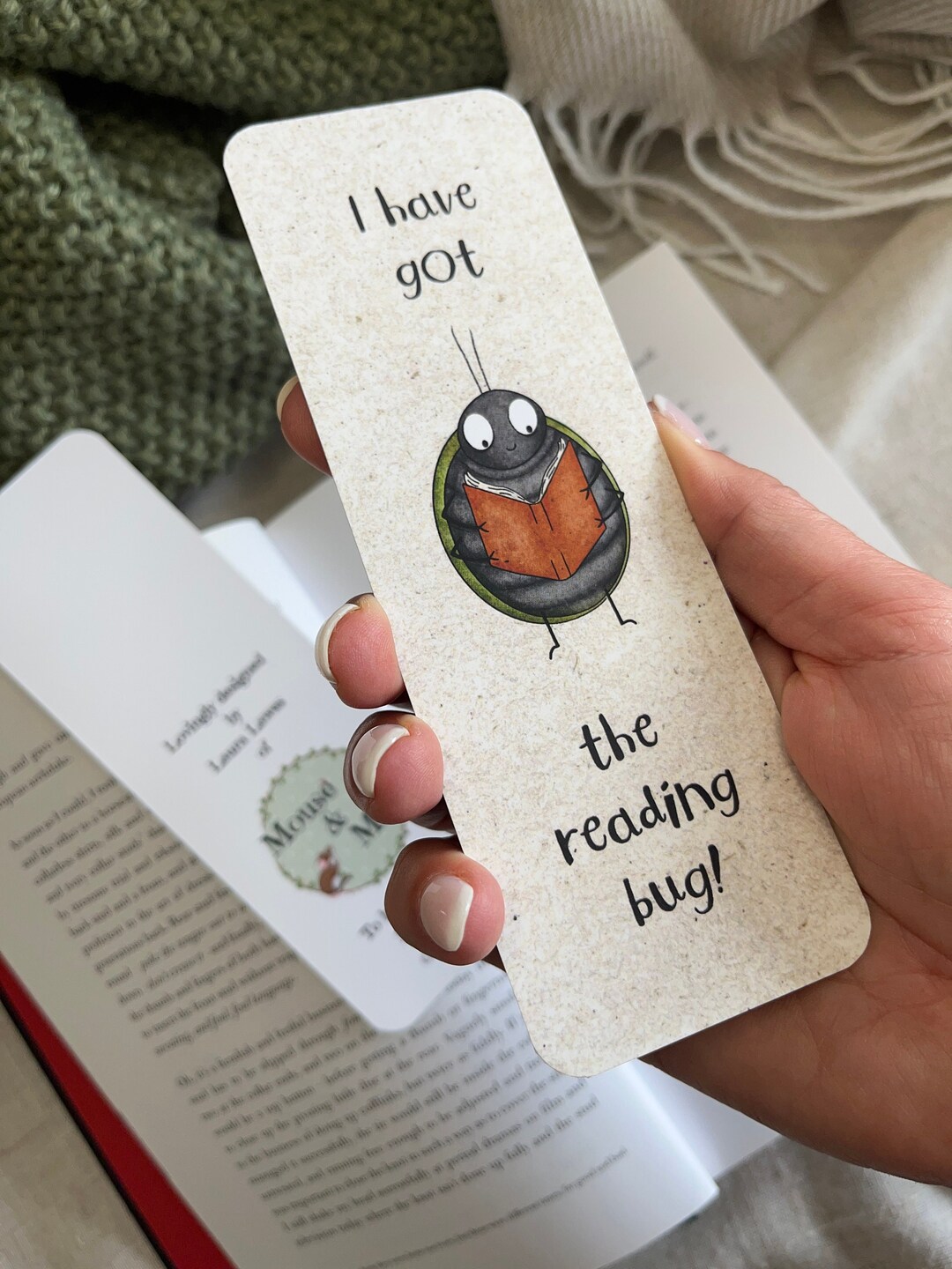 Reading Bug Bookmark - Illustration Bookmark, Reading Lovers Gift, Cute ...