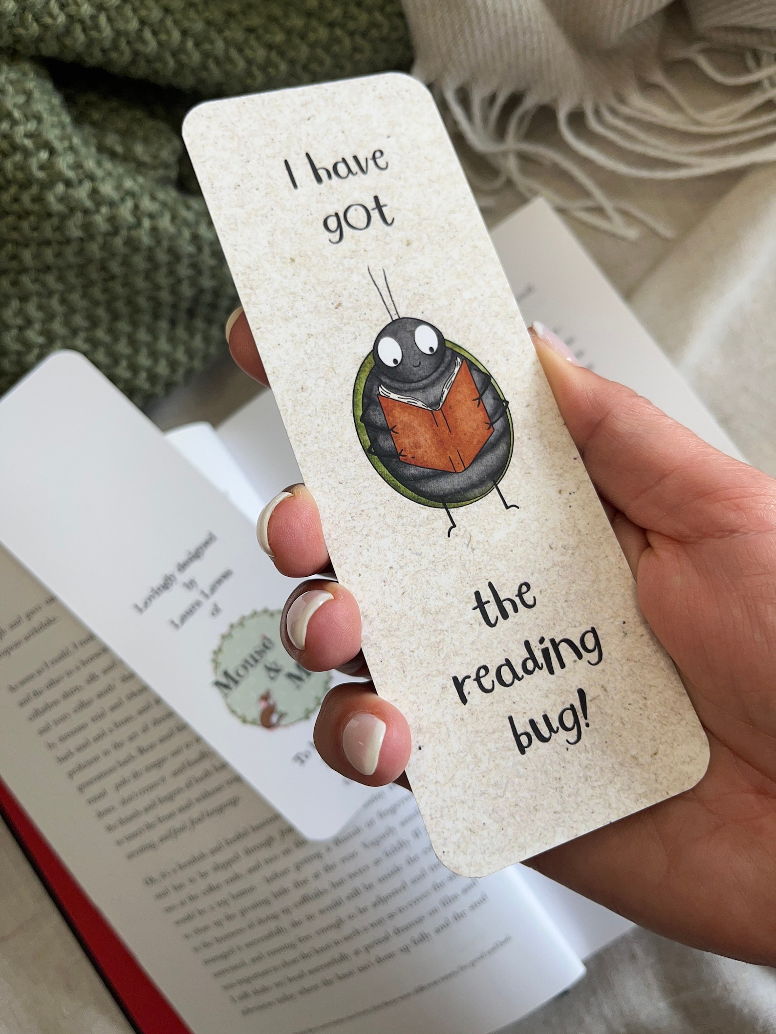 Reading Bug Bookmark - Illustration Bookmark, Reading Lovers Gift, Cute ...